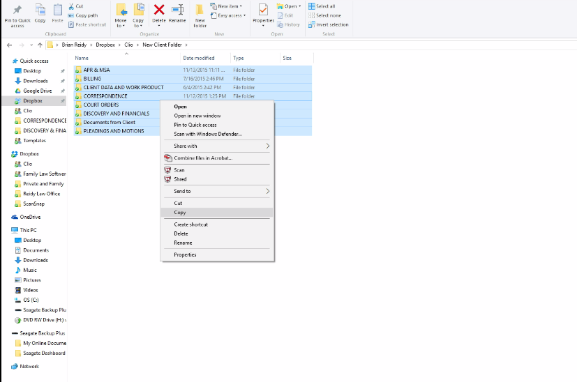 New Client Folder within Dropbox Clio Folder | Process Street